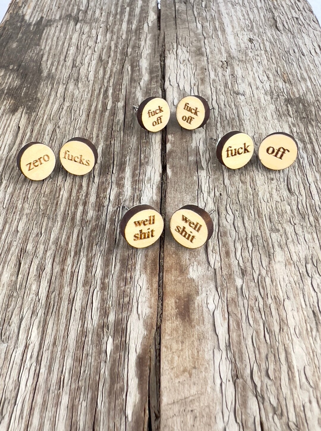 Funny Humor Stud Earrings, Funny Wood Stud Earrings, Funny Gifts for ...