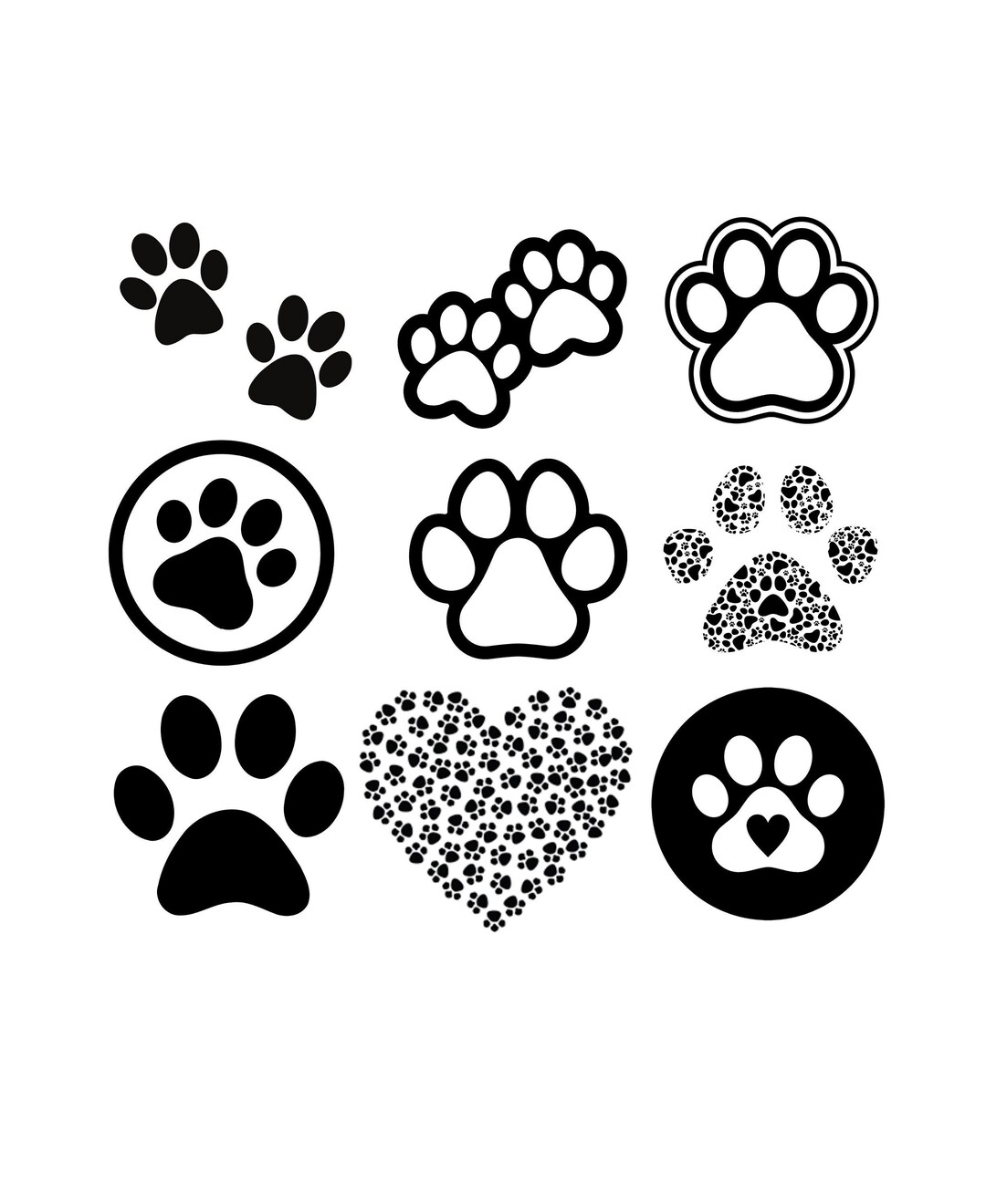 Paw Print Design Bundle Paw Print Digital Art Paw Prints for - Etsy