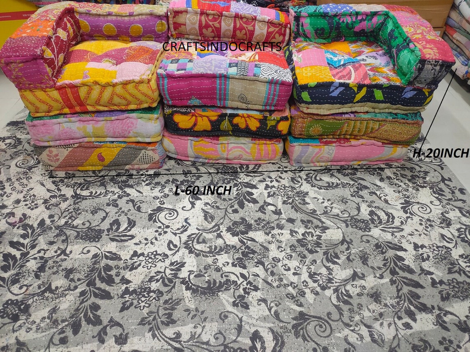 Indian Kantha Vintage Sofa Handmade Patchwork Floor Sofa - Etsy