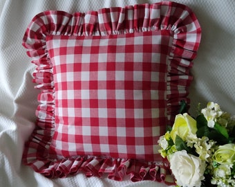 Ruffle Cushion Red Gingham Check - Etsy