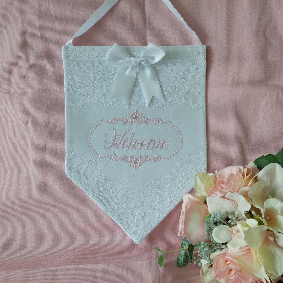 Embroidered Welcome Pennant - Etsy