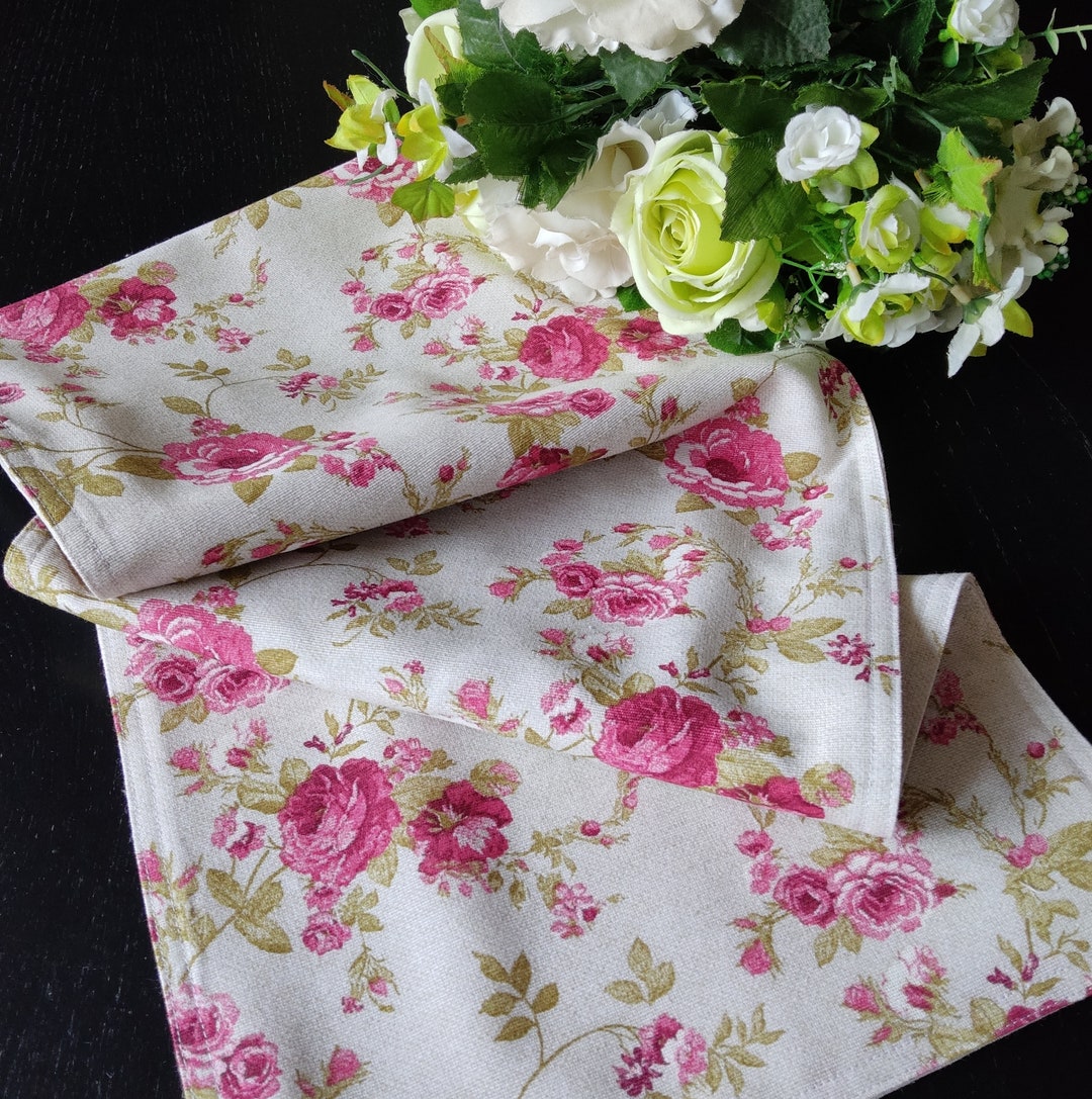 Fuschia Pink Old Roses Table Runner - Etsy