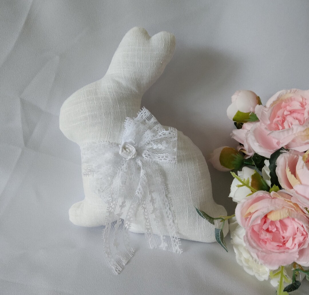 Decorative White Rabbit in Pure White Linen and Lace - Etsy