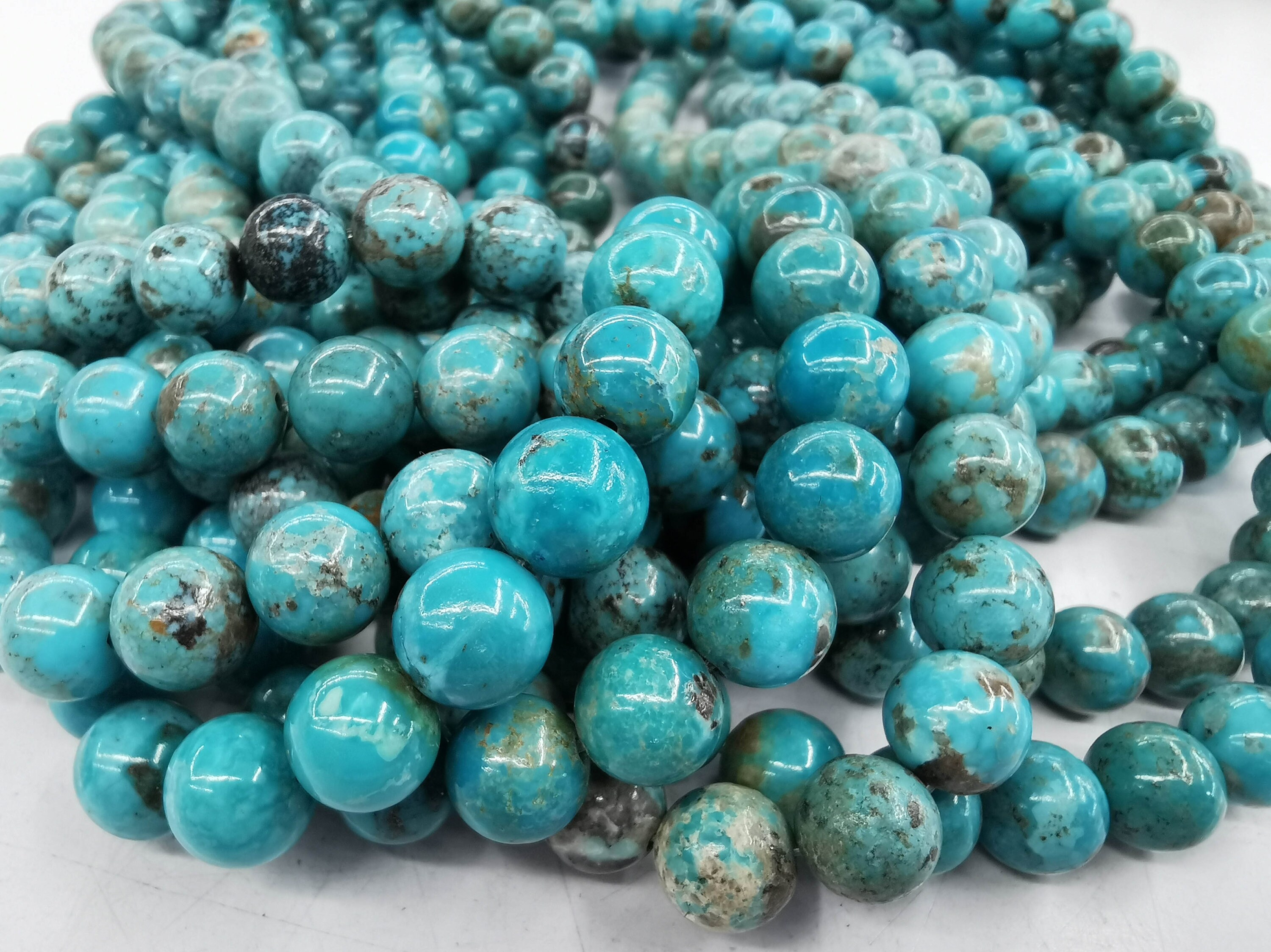 Authentic Turquoise gemstone real round ball 8mm Blue Stone | Etsy