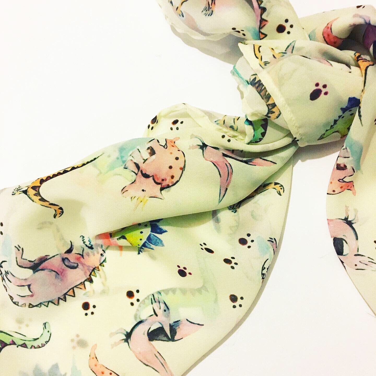 Womens Square Dinosaur Scarf Chiffon Scarf Neck Scarf Hair - Etsy UK