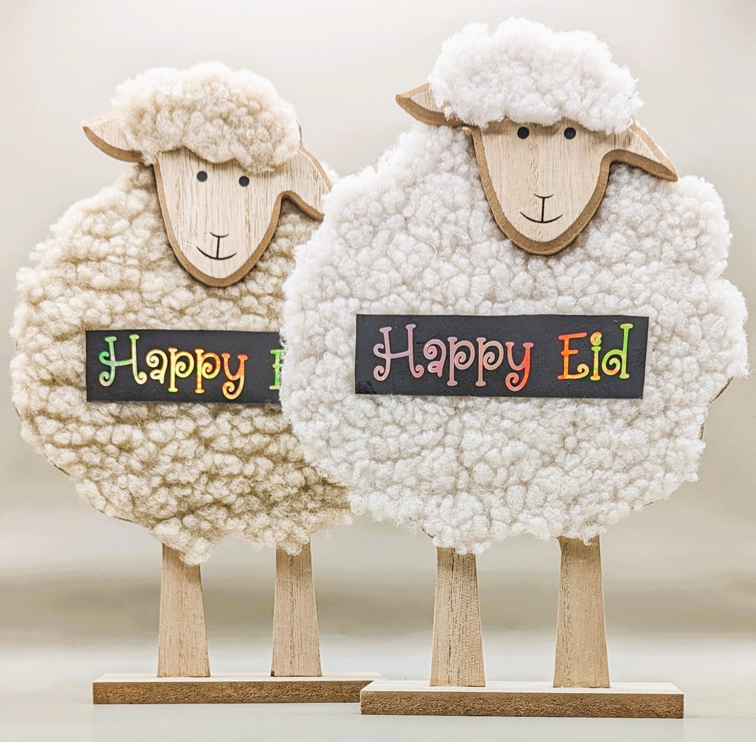 Wooden Eid Mubarak Table Stand Decoration Gift, Eid Ul Adha Sheep ...