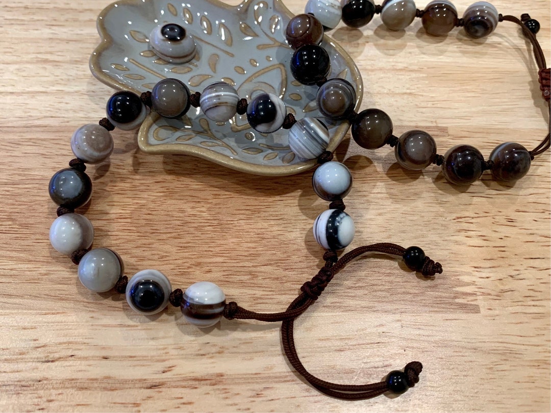 Grounding Tibetan Sky Eyes Agate Bracelet, Heaven Eye Agate, Natural ...