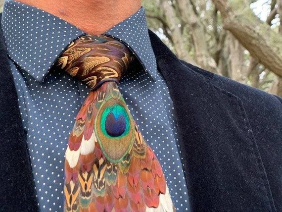 Peacock FeathersTie for Men - Gem
