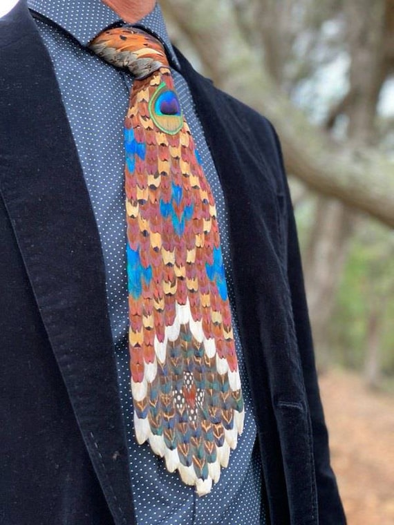 Peacock FeathersTie for Men - Gem
