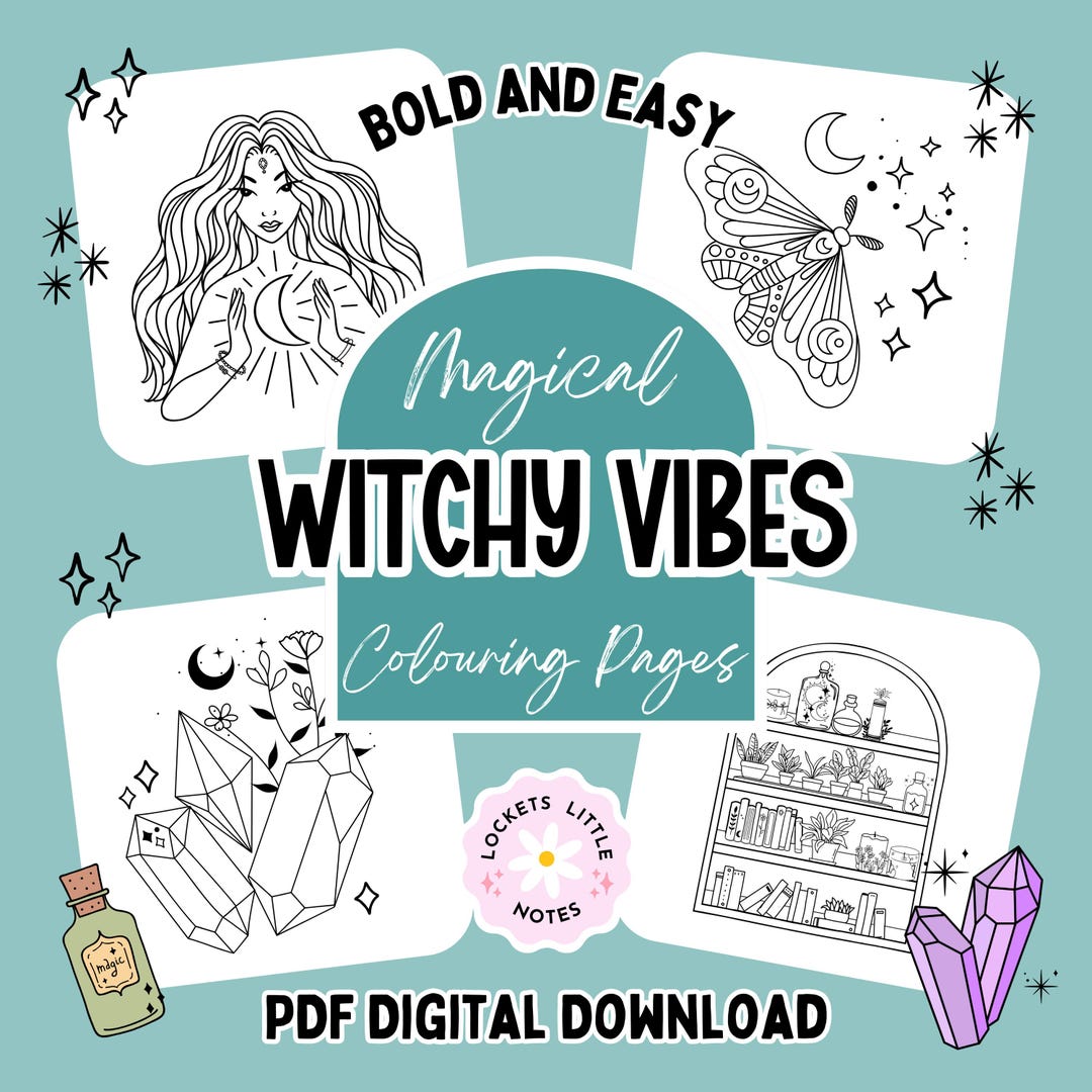 Witchy Vibes Coloring Pages | Magical Designs (PDF Digital Download) - Etsy