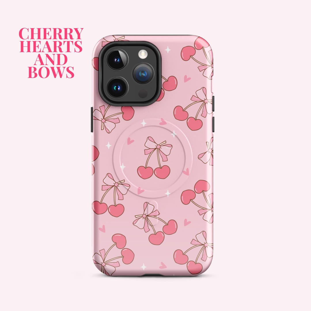 Cherry Hearts and Bows Magsafe® Tough Case for Iphone® Cute Preppy ...