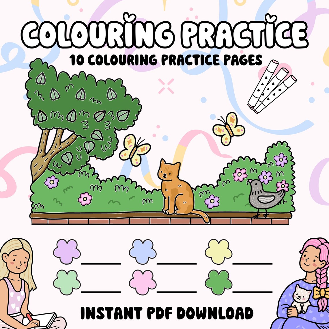 10 Colouring Practice Pages | PDF Digital Download | Printable. - Etsy