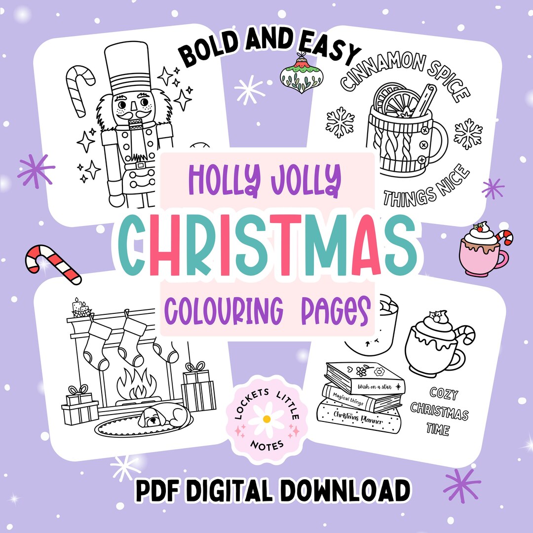 Holly Jolly Christmas Colouring Pages | Instant PDF Digital Download ...