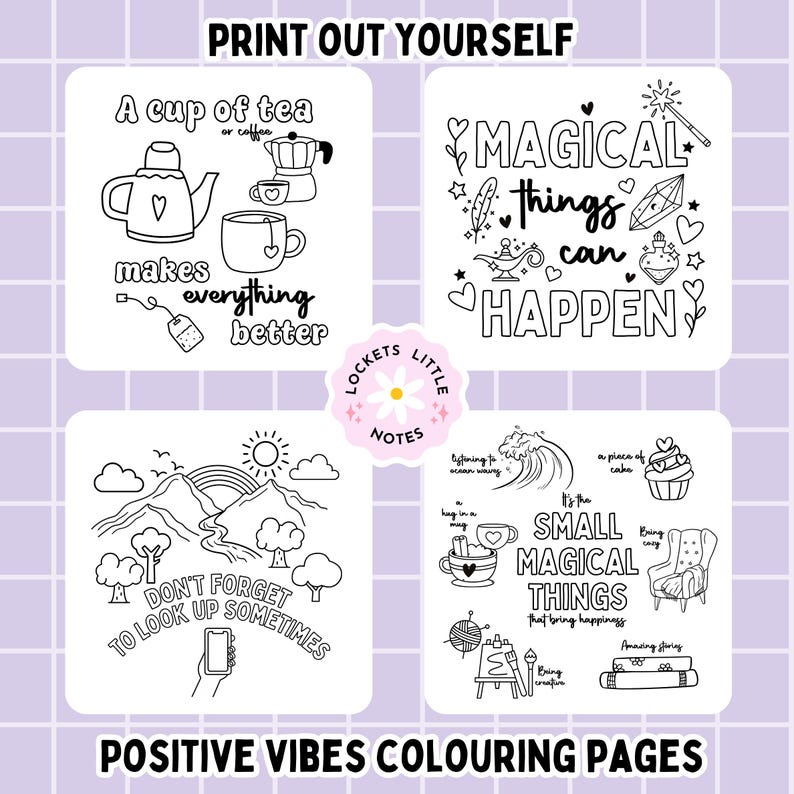 Positive Vibes Colouring Pages | Bold and Easy | Instant PDF Download ...