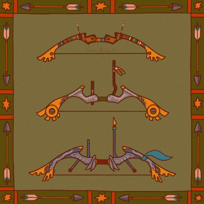 Legend of Zelda Breath of the Wild Rito Bows Print Printed on - Etsy