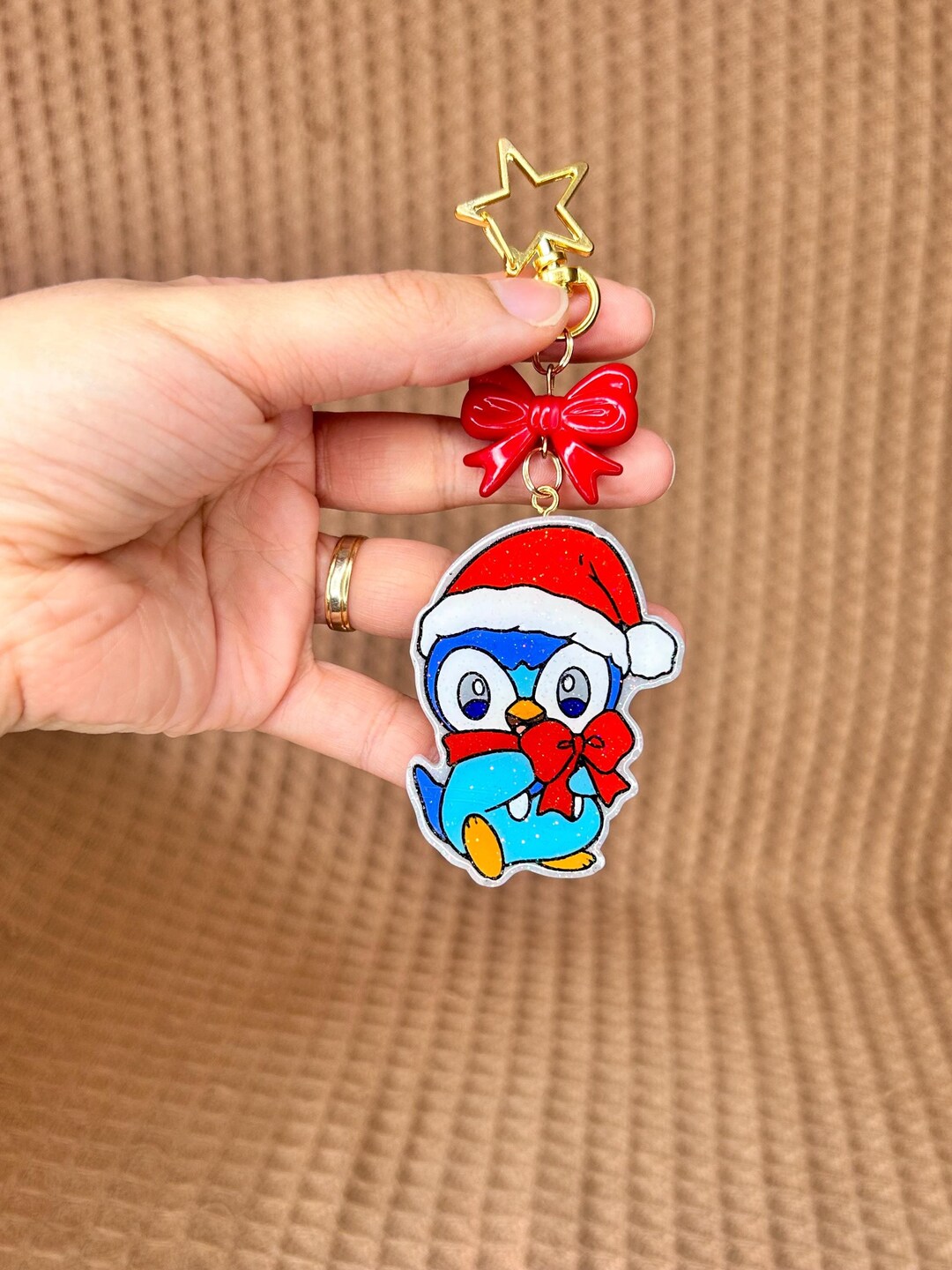 Pokemon Resin Keychain Christmas Piplup - Etsy