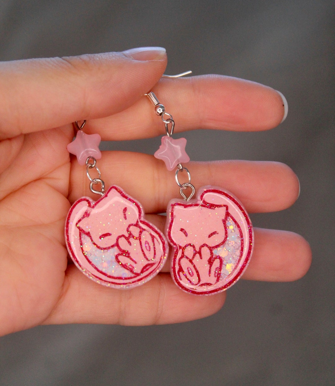 Mew Resin Pokemon Earrings - Etsy