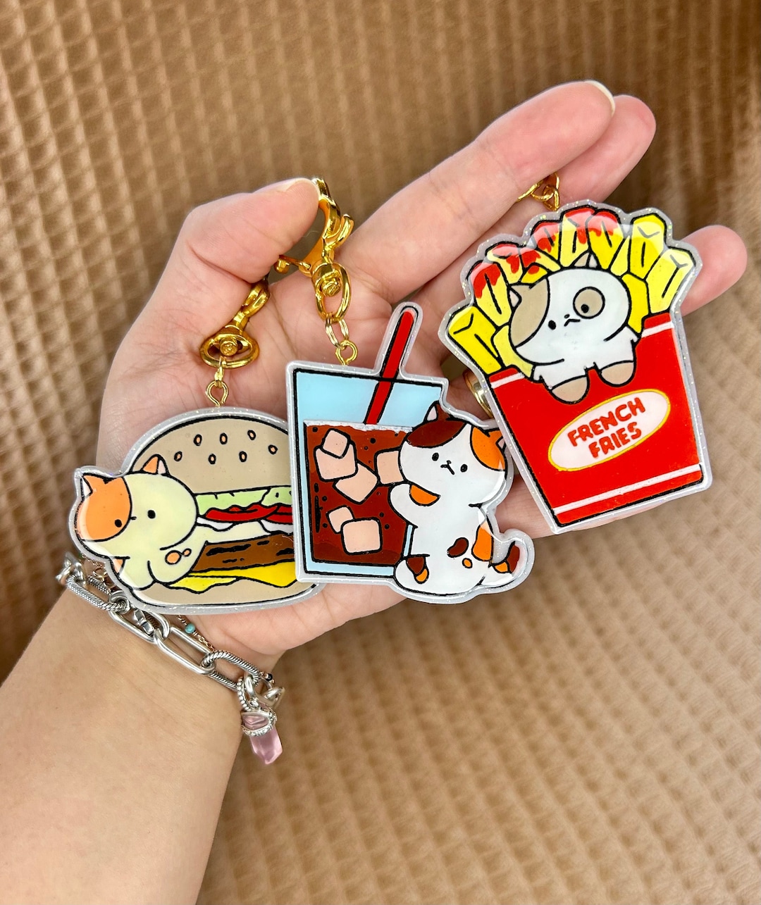 Fast Food Cat Keychains Cats Keychain - Etsy