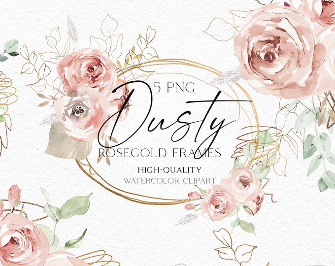 Boho Roses Frame Clipart, Watercolor White Floral Borders Png, Wedding ...