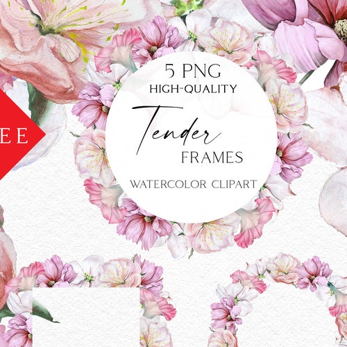 FREEBIE Clipart Watercolor Boho Flowers Clipart Wedding Pink - Etsy