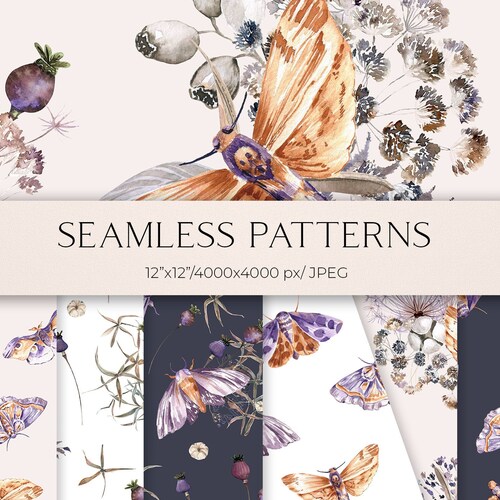 Boho Flowers Digital Paper Boho Floral Seamless Pattern With | Etsy