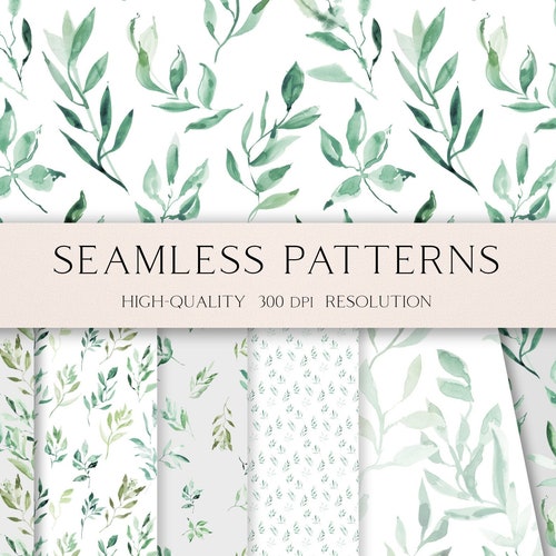 Watercolor Greenery Digital Paper Green Leaves Seamless - Etsy