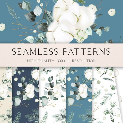 Blue Boho Seamless Pattern for Fabric Dusty Blue Floral - Etsy