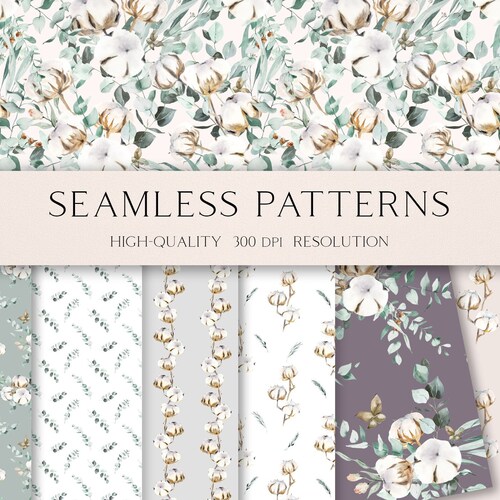 Watercolor Cotton Seamless Pattern Fabric Cotton Floral - Etsy