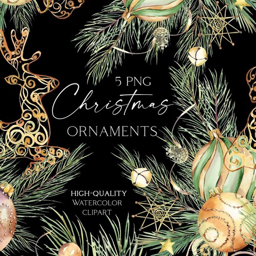 Christmas Baubles Clipart Watercolor Christmas Ornaments Png - Etsy