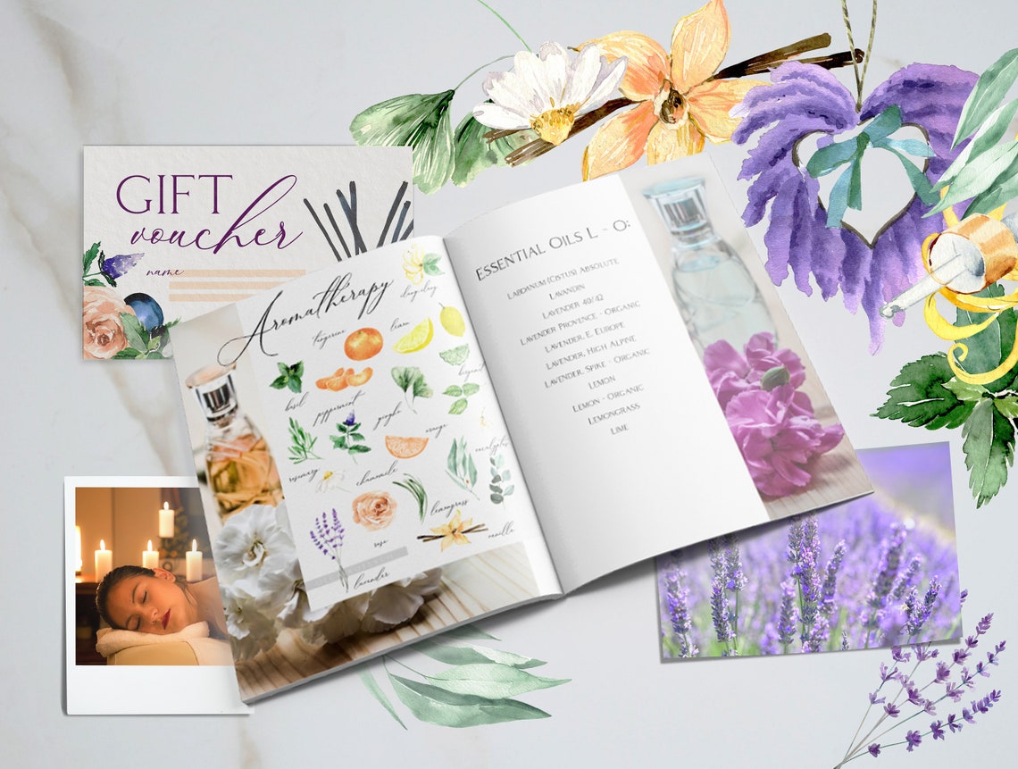 Watercolor Essential Oil Clipart Bottles and Herbs Clipart | Etsy