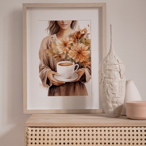 Watercolor Coffee Clipart, Fall Fashion Girl With Coffee Cup Png ...