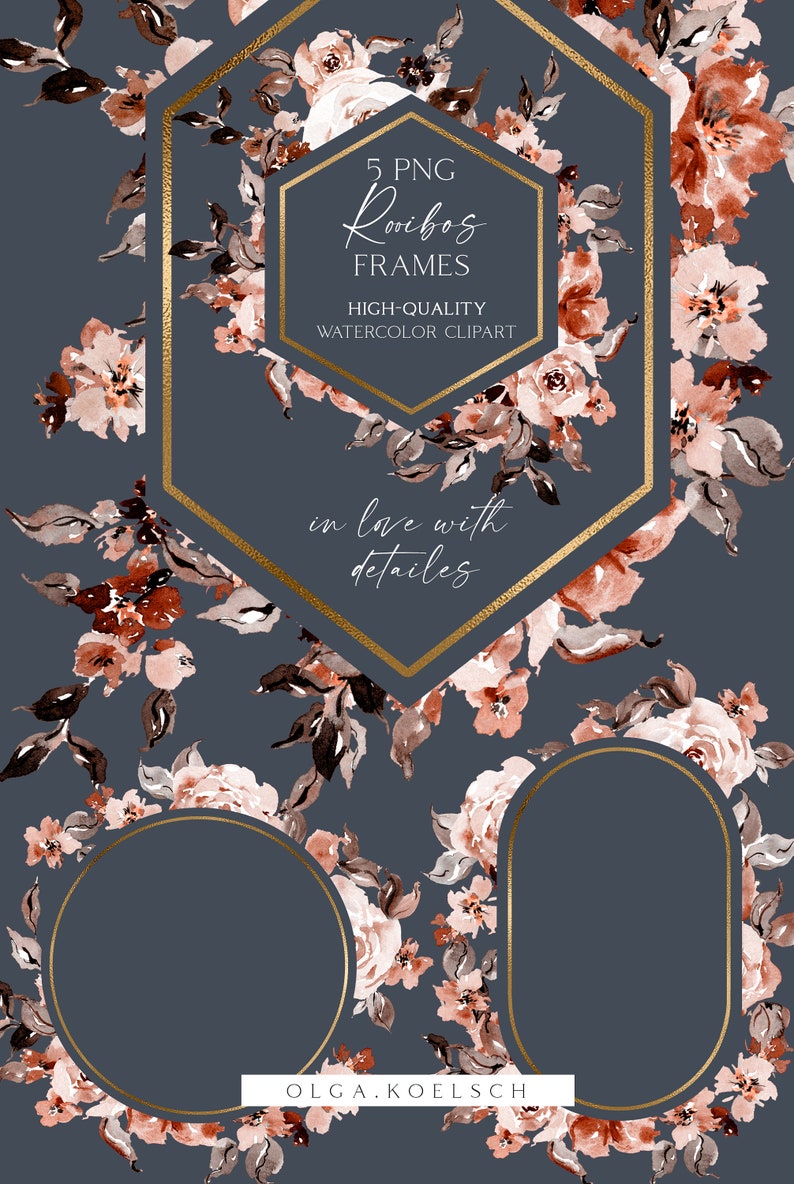 Boho Wreath Clipart Watercolor Autumn Flowers Clip Art | Etsy