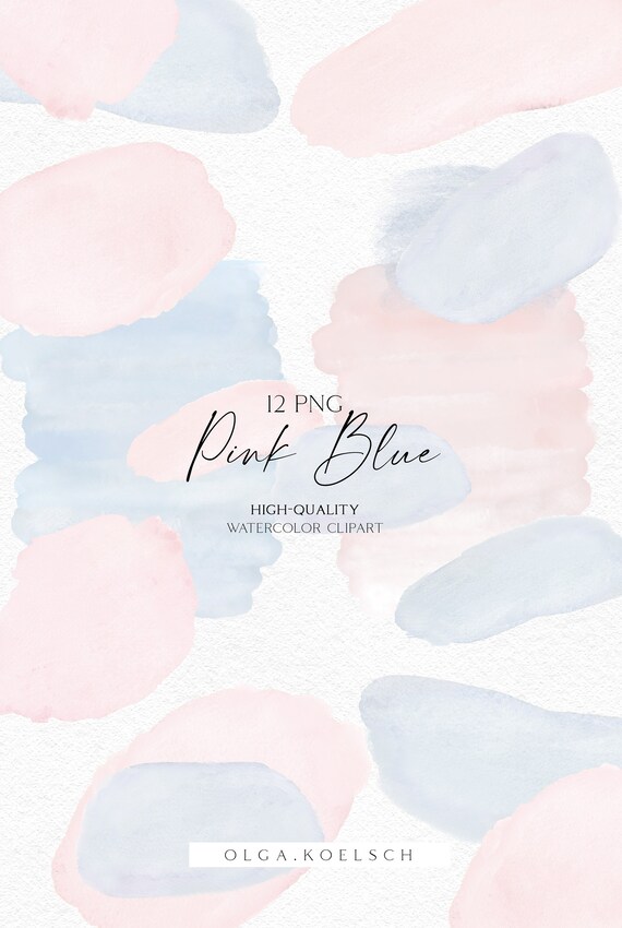 Pink Watercolor Brush Strokes Png Blue Abstract Clipart - Etsy