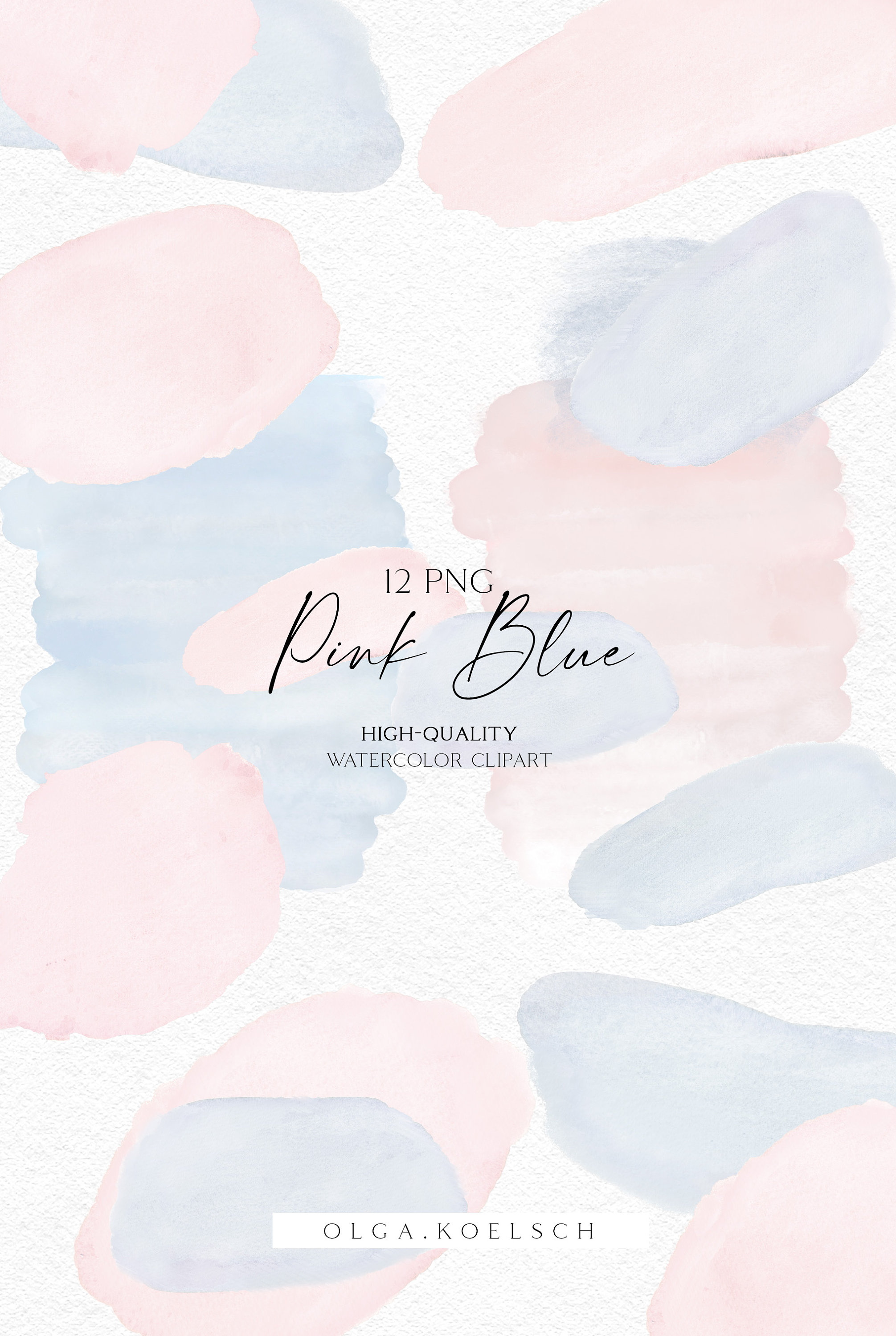 Pink Watercolor Brush Strokes Png Blue Abstract Clipart - Etsy