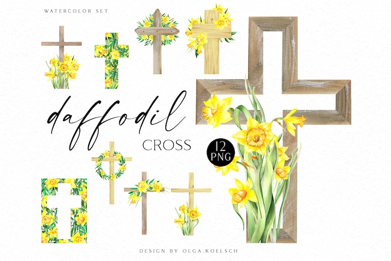 Watercolor Floral Cross Clipart Religious Easter Clipart - Etsy