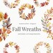 Watercolor Fall Wreath Clipart, Autumn Frames Png for Thanksgiving Card ...