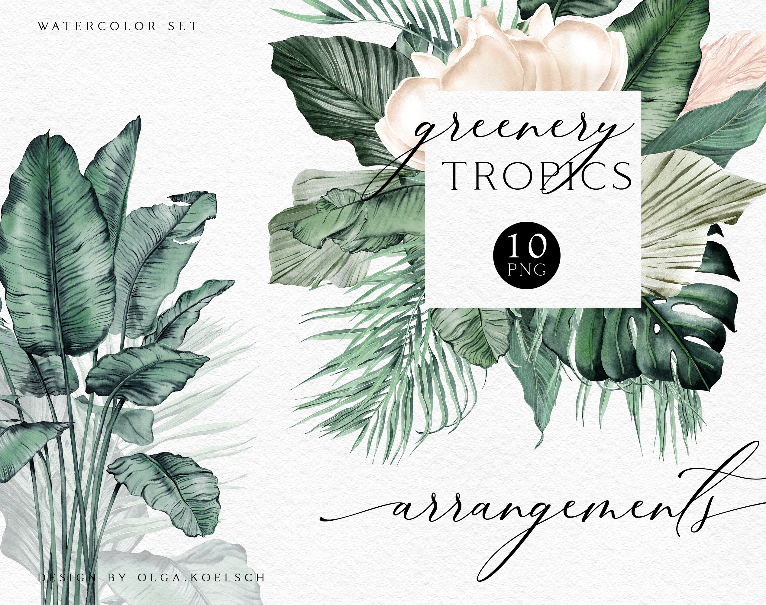 Boho tropical jungle leaves clipart Hand drawn tropical - Etsy Nederland