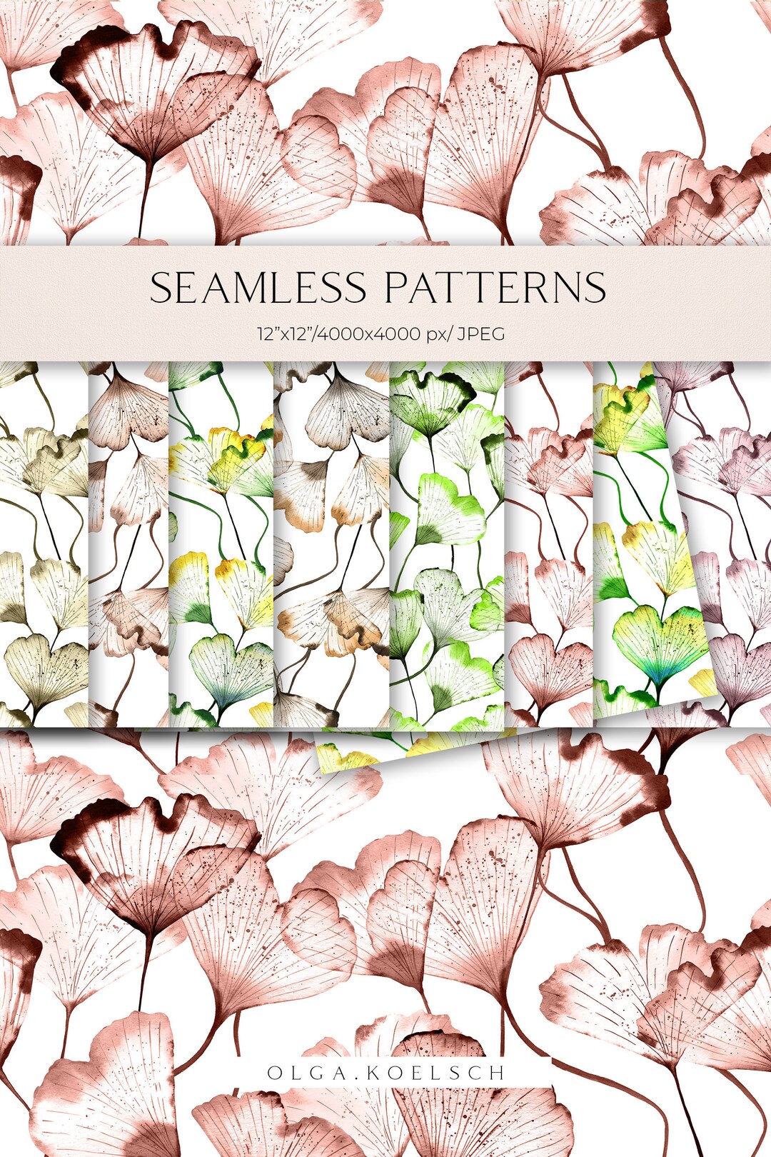 Boho Seamless Pattern for Fabric, Watercolor Flower Seamless Digital ...