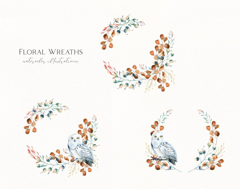 Woodland Owl Clipart Winter Wonderland Clipart for Christmas - Etsy