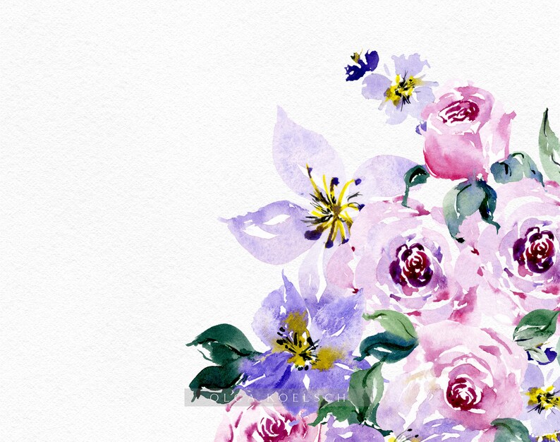 Watercolor Roses Clipart, Boho Floral PNG Set (digital Download) - Etsy