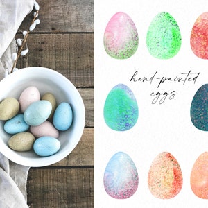 Watercolor Easter Egg Clipart, Hand-painted Bright Eggs for Easter Egg ...