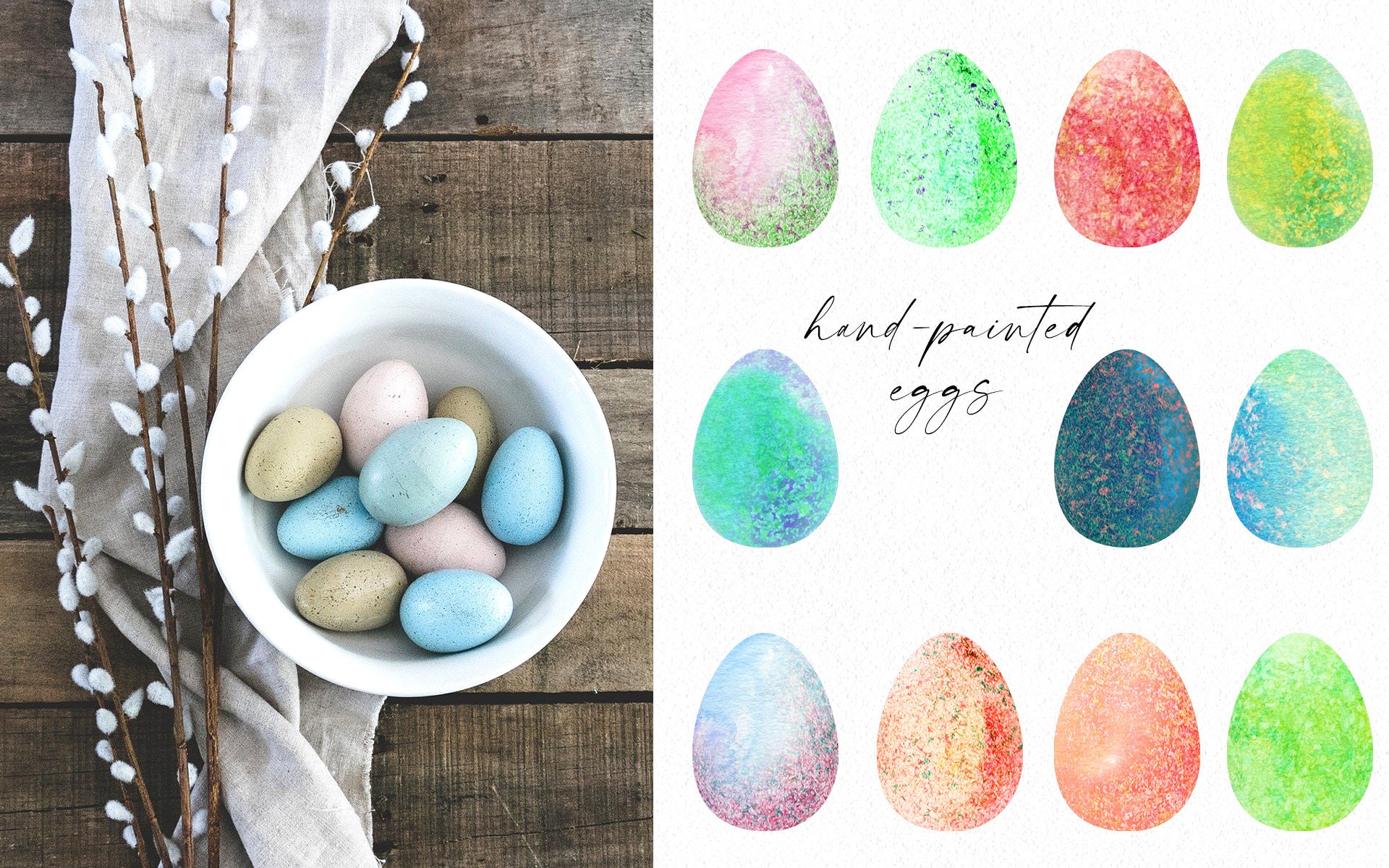 Watercolor Easter Egg Clipart, Hand-painted Bright Eggs for Easter Egg ...