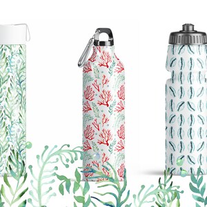 Watercolor Coral Digital Paper Pack, Coral and Seaweed Seamless Pattern ...