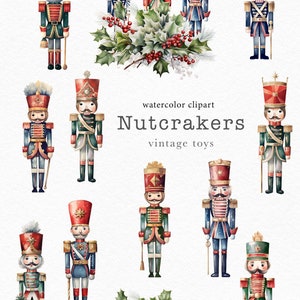 Watercolor Nutcracker Clipart for Vintage Christmas Greeting Cards ...