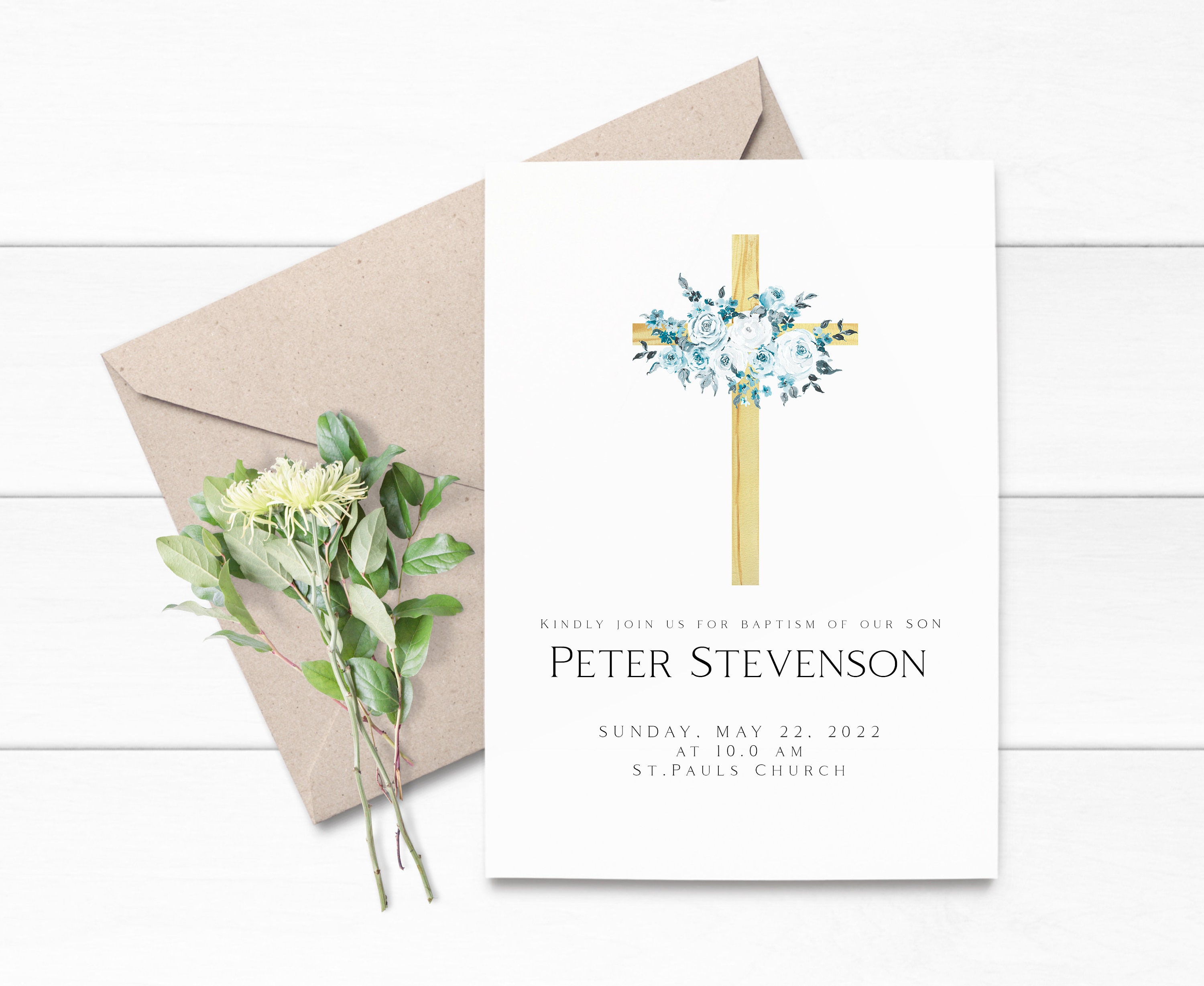 Watercolor Blue Floral Cross Clipart Religious Easter | Etsy