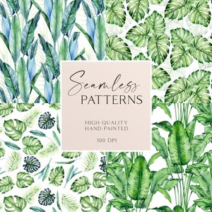 Watercolor Bright Tropical Digital Paper Pack. Tropic Seamless Pattern ...