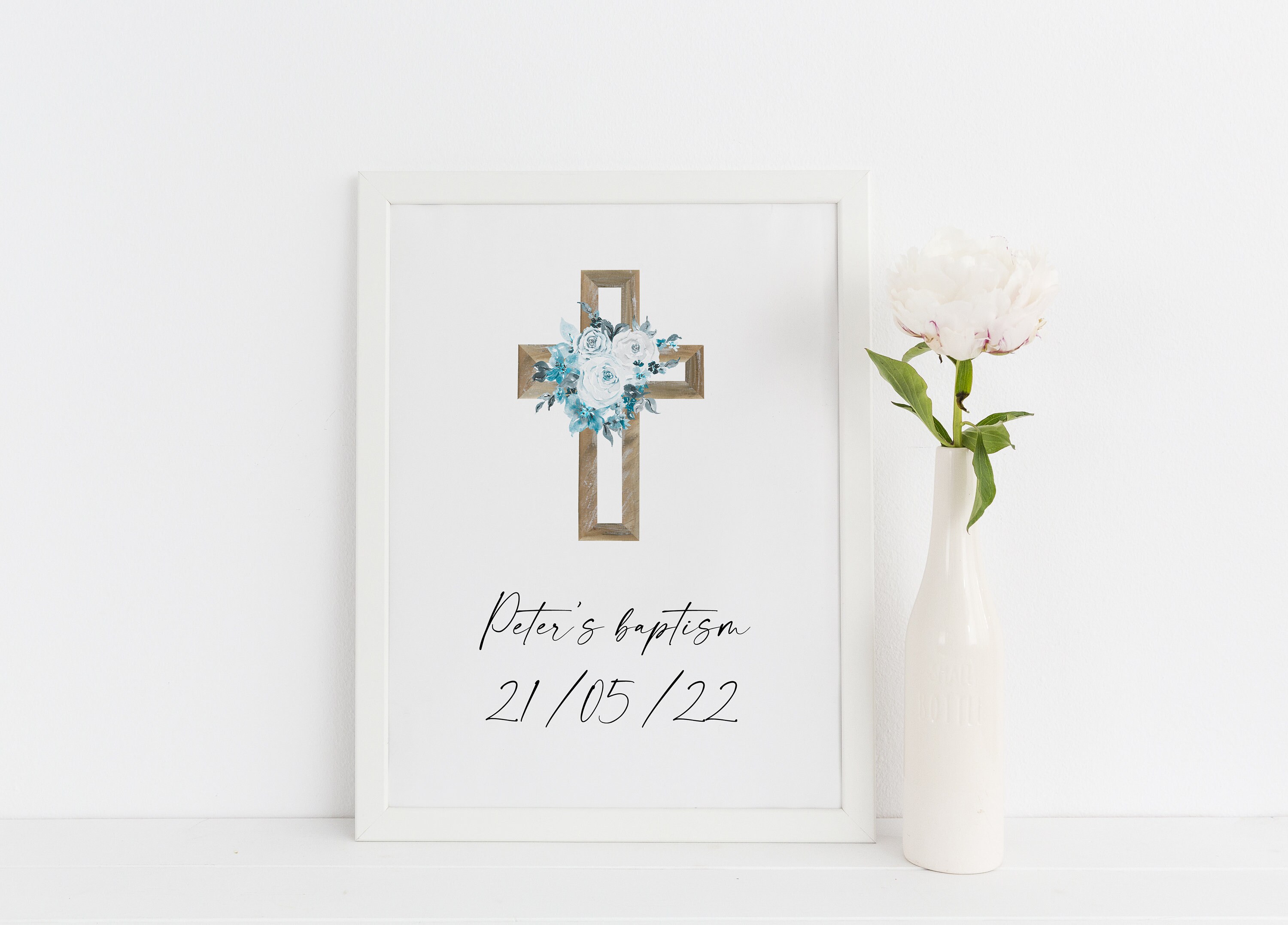 Watercolor Blue Floral Cross Clipart Religious Easter | Etsy