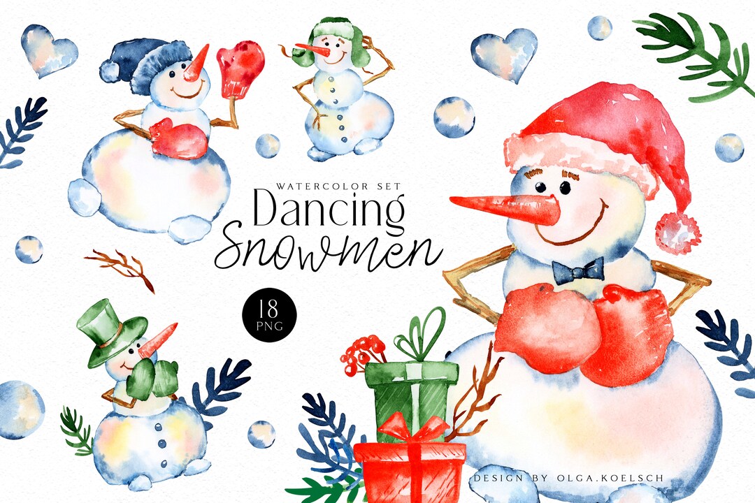 Watercolor Snowman Clipart, Cute Christmas Diy, Winter Clipart With ...