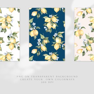 Citrus Seamless Pattern for Fabric, Watercolor Lemon Seamless Digital ...