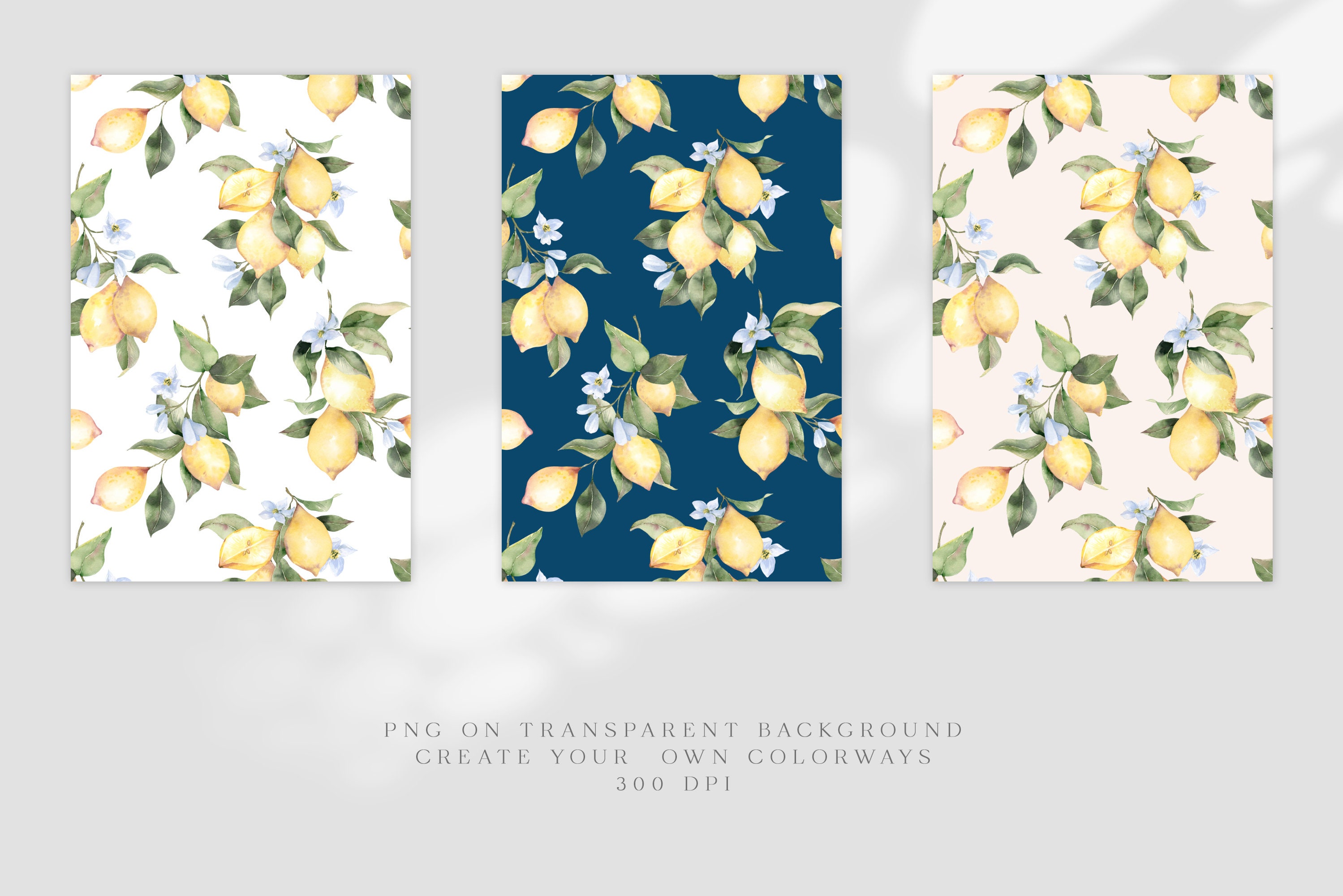 Citrus Seamless Pattern for Fabric Watercolor Lemon Seamless | Etsy